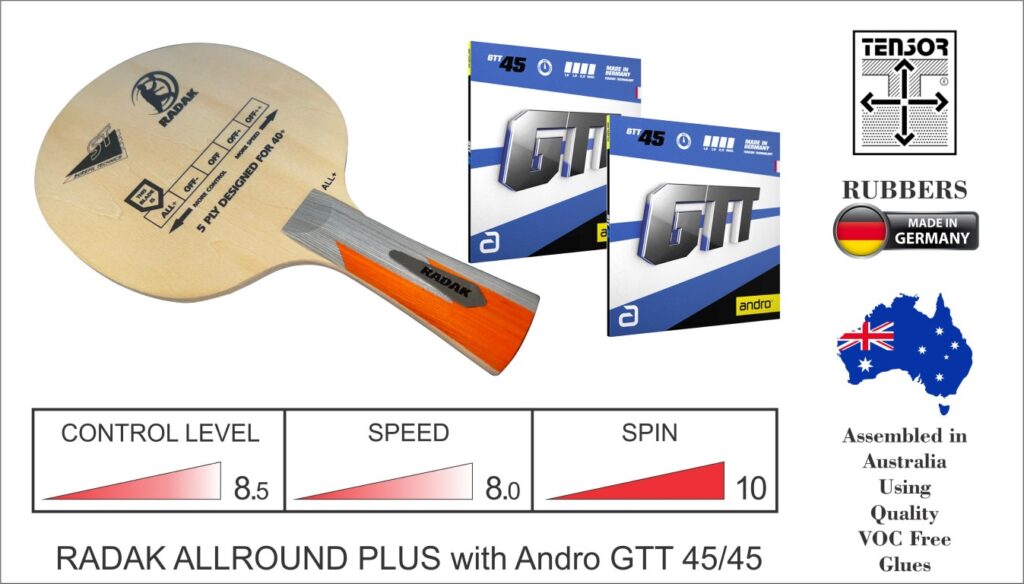 Radak Allround Blade with GTT45 Rubbers